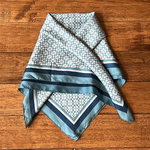 Coach | Accessories | Coach Silk Scarf Blue C Monogram Printed | Poshmark